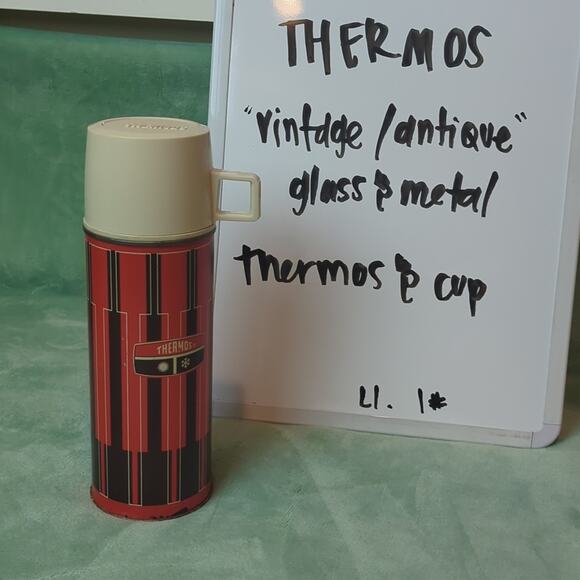 Thermos | Kitchen | Vintage Antique Glass Lined Red Brown Thermos ...